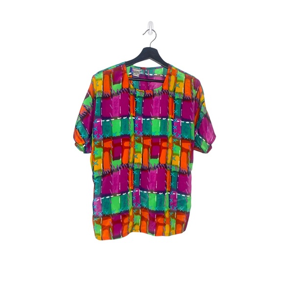 NICOLA | Tops | Nicola Womens Vintage 9s Abstract Geo Print Short ...